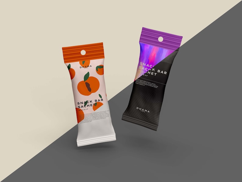 Snack Bar Sachet Packaging Plastic Mockup Minimal Mockup Easy Editable ...
