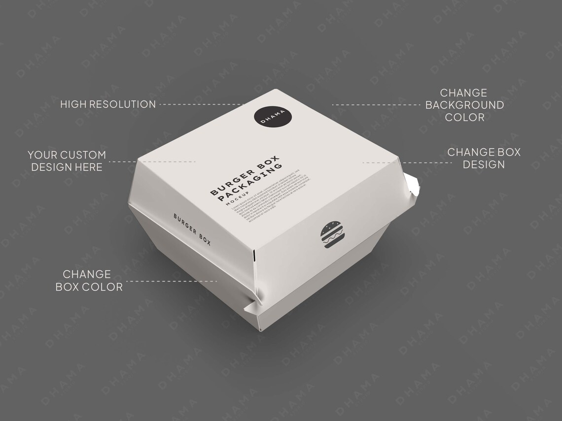 Burger Box Mock up Burger Packaging Mockup Minimal Mockup Easy Editable ...