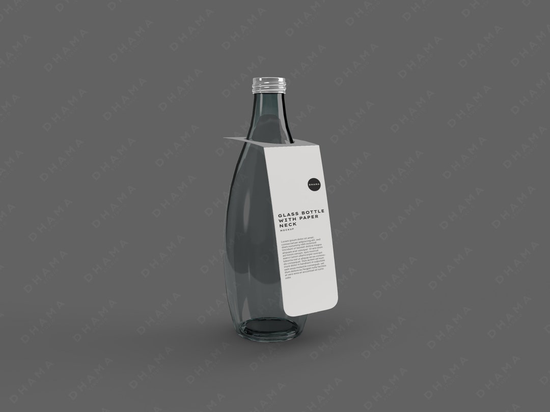I[CUSTOM] Sparkling Water Glass Bottle With Paper Neck Mock up Mineral ...