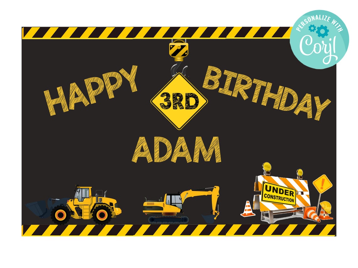 CONSTRUCTION BIRTHDAY BACKDROP Construction Birthday | Etsy