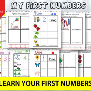 Numbers 1-5 Matching,number Sense,counting Activity Workbookpreschool ...