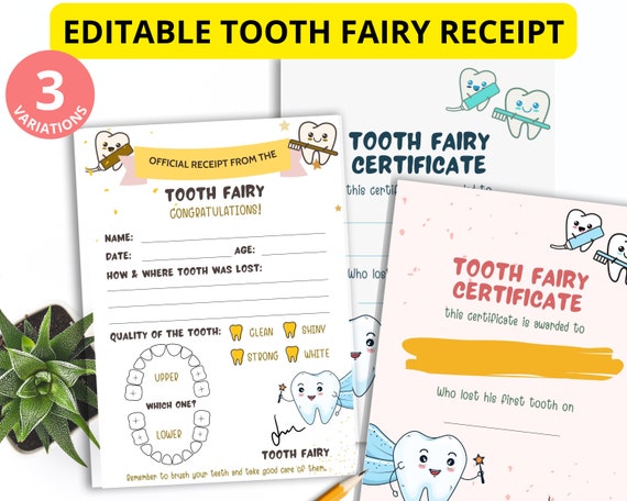 Editable Tooth Fairy Receiptprintable Tooth Fairy - Etsy
