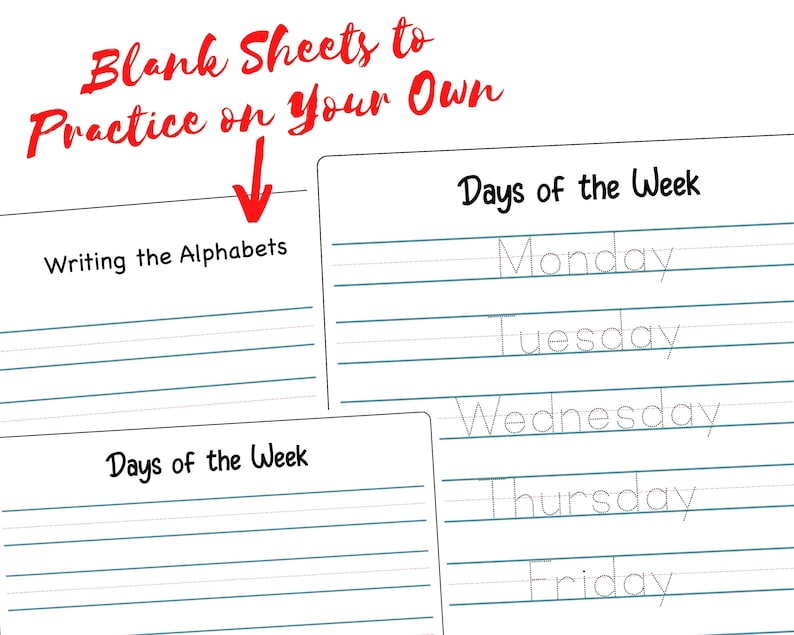 Printable Handwriting Worksheets for Kidsalphabet, Numbers, Days of the ...