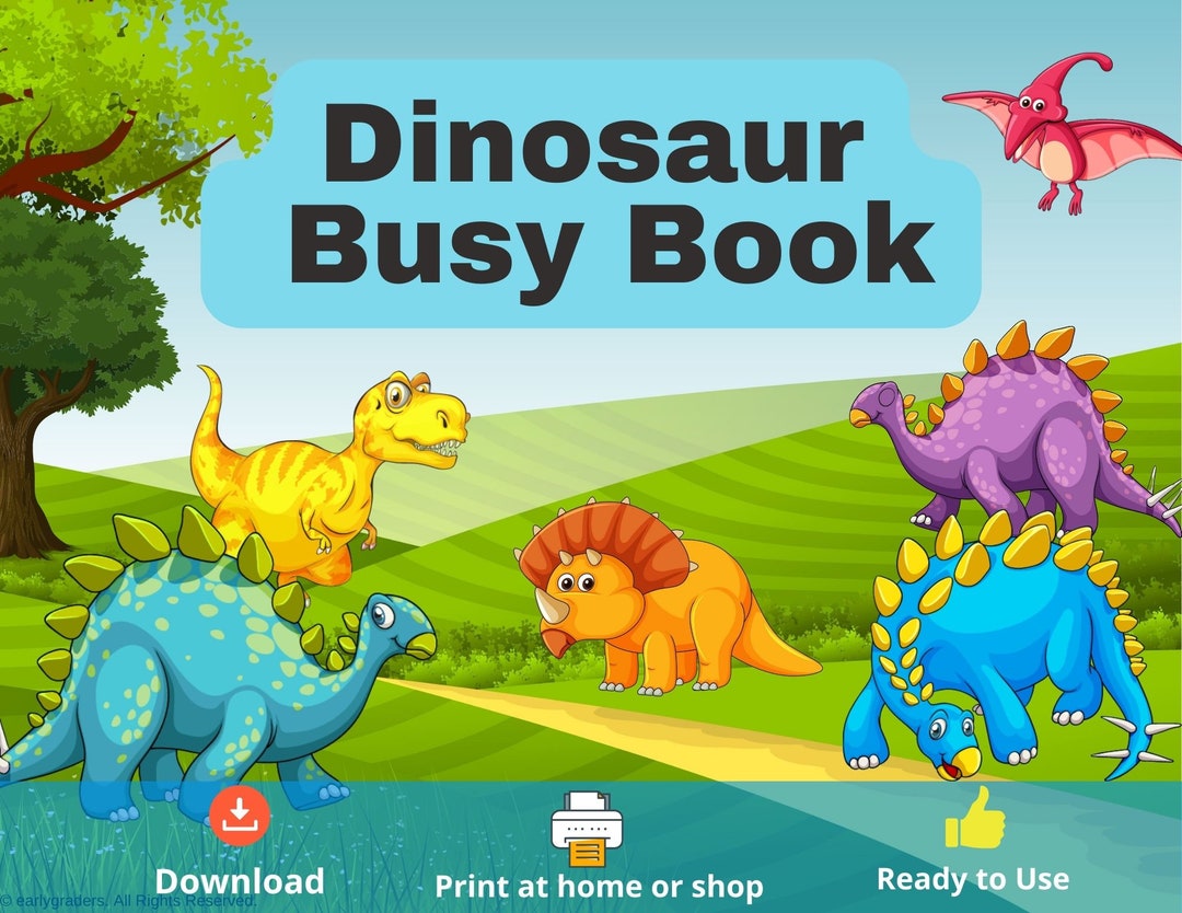 Libro ocupado de dinosaurios, imprimible, hojas de trabajo preescolares ...