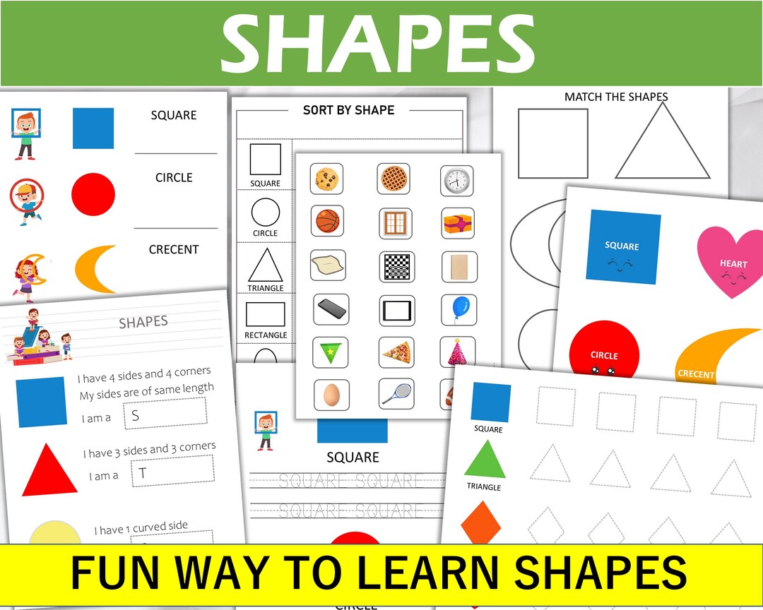 Shapes Worksheet,shapes Printable Package,color Matching Activity,sort ...