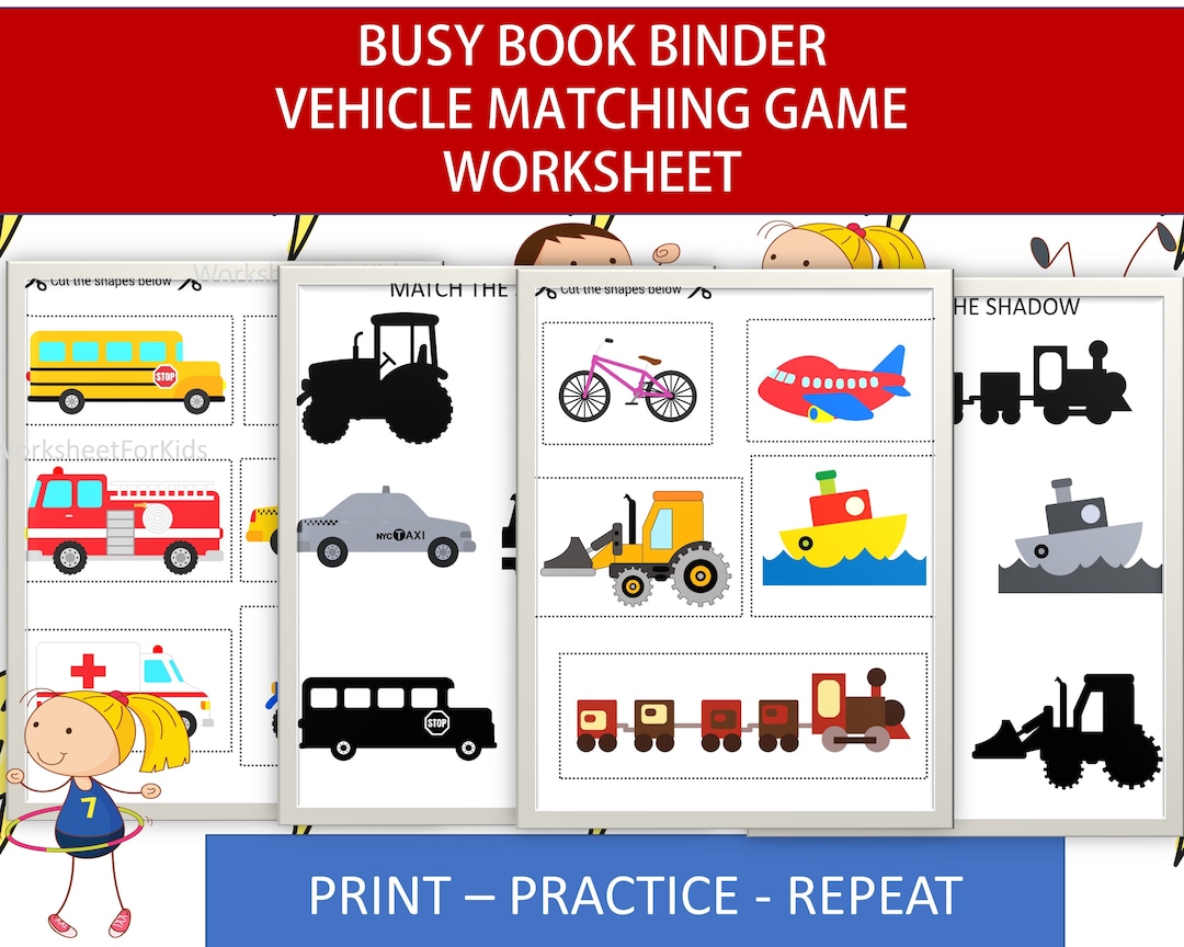 Match the Vehicles Worksheet, Vehicle Matching Game, Educational ...