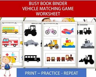 Match the Transportation Worksheet, Vehicle Matching Game, Educational ...