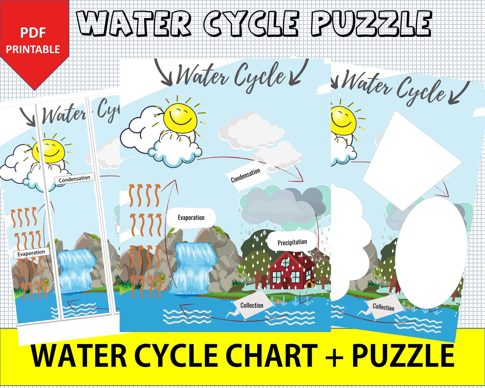 Water Cycle Puzzle,water Cycle Kids Activity,nature Study,science Game ...