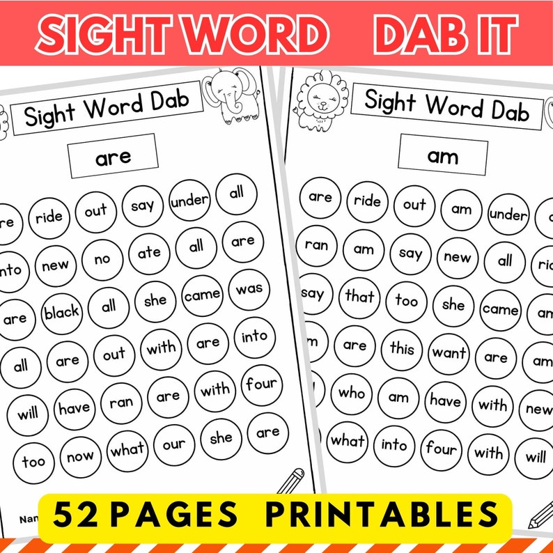 Sight Words for Kindergarten, Primer Sight Words, Dolch Words,sight ...