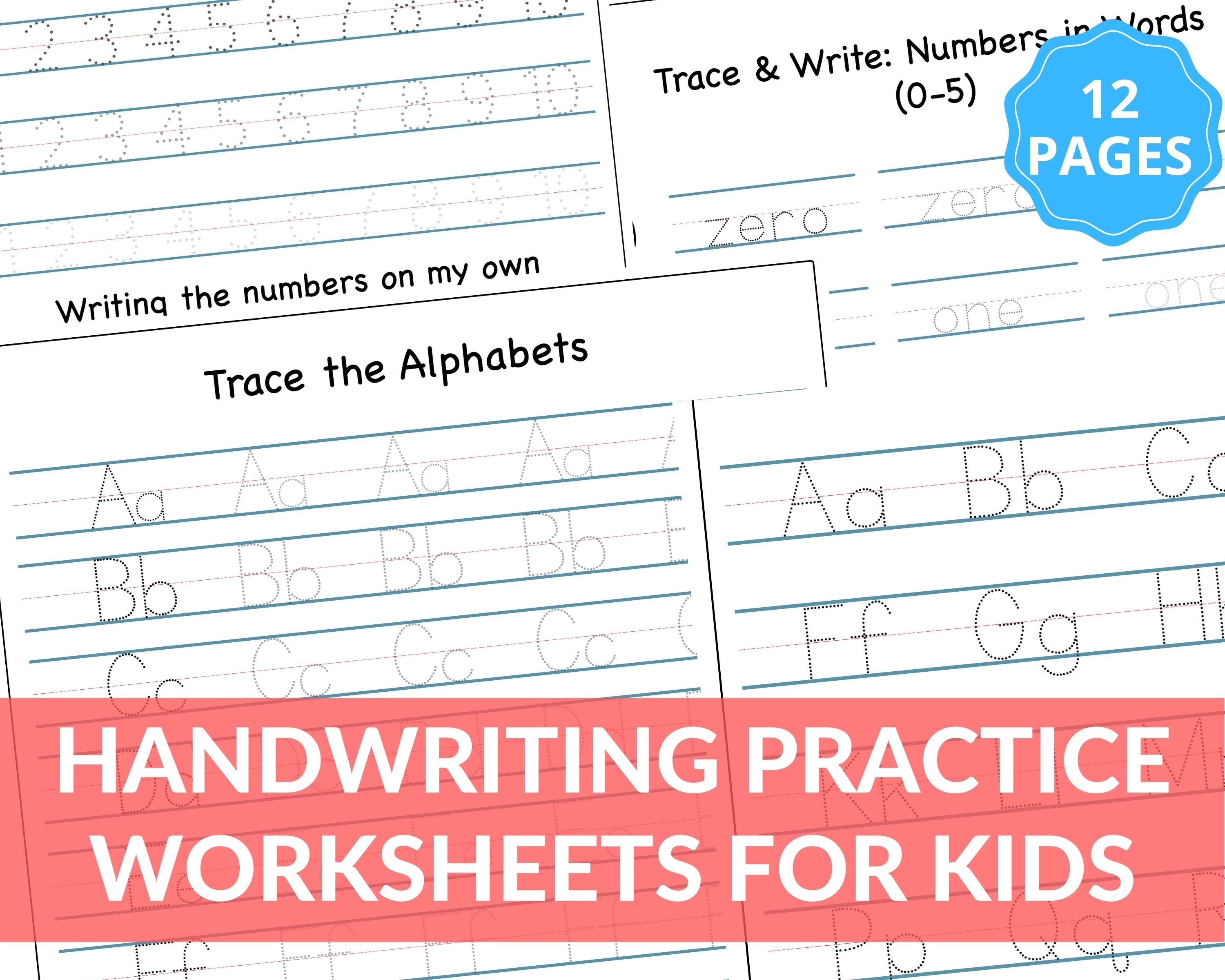 Printable Handwriting Worksheets for Kids(alphabet, Numbers, Days of ...