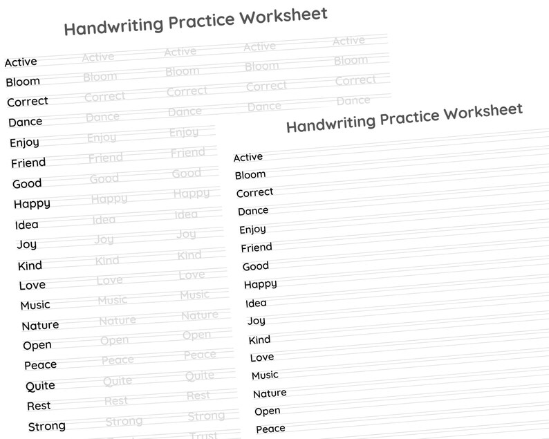 Printable Handwriting Worksheets*english Handwriting Practice Sheets ...