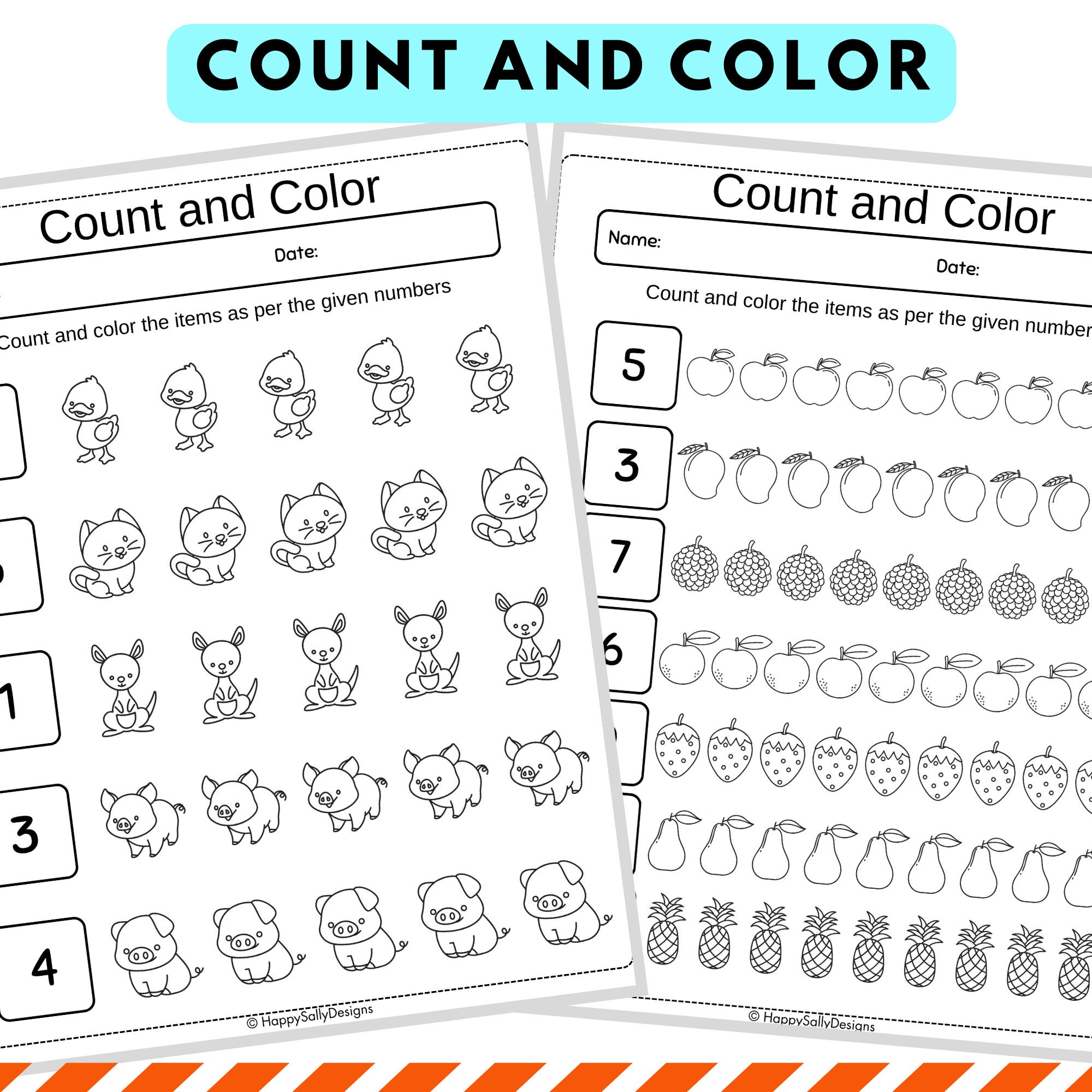 Counting Worksheet, Printable Kindergarten Math Workshee ,count Number ...