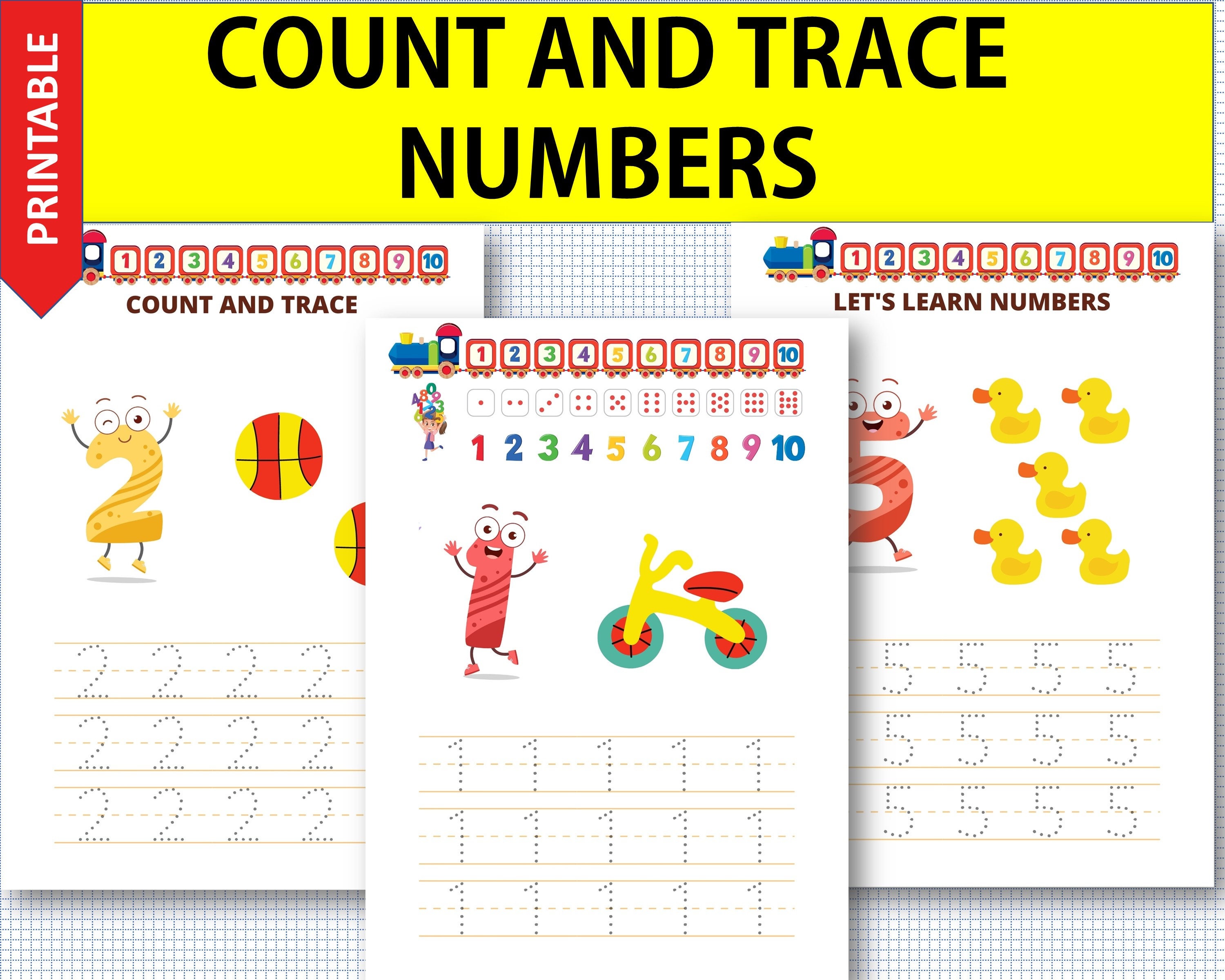 Number Tracing Printable Workbookcounting Practice Printabletrace ...
