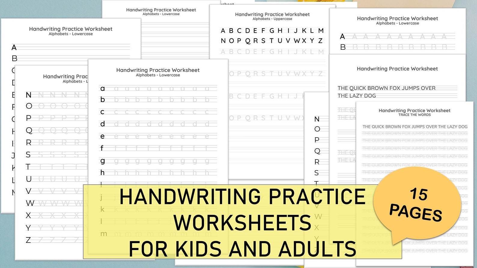 Printable Handwriting Worksheets*english Handwriting Practice Sheets ...