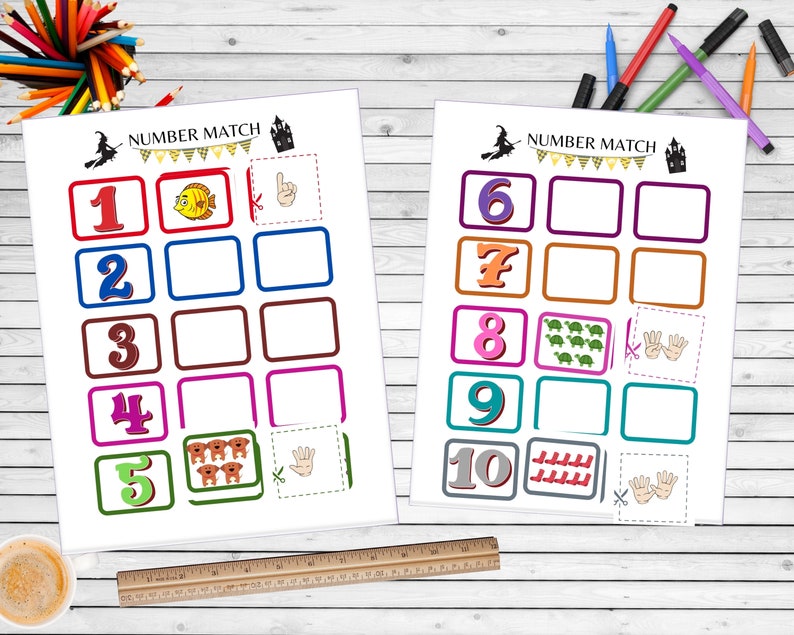 Numbers 1-10 Matching,number Sense,counting Activity,preschool Math ...