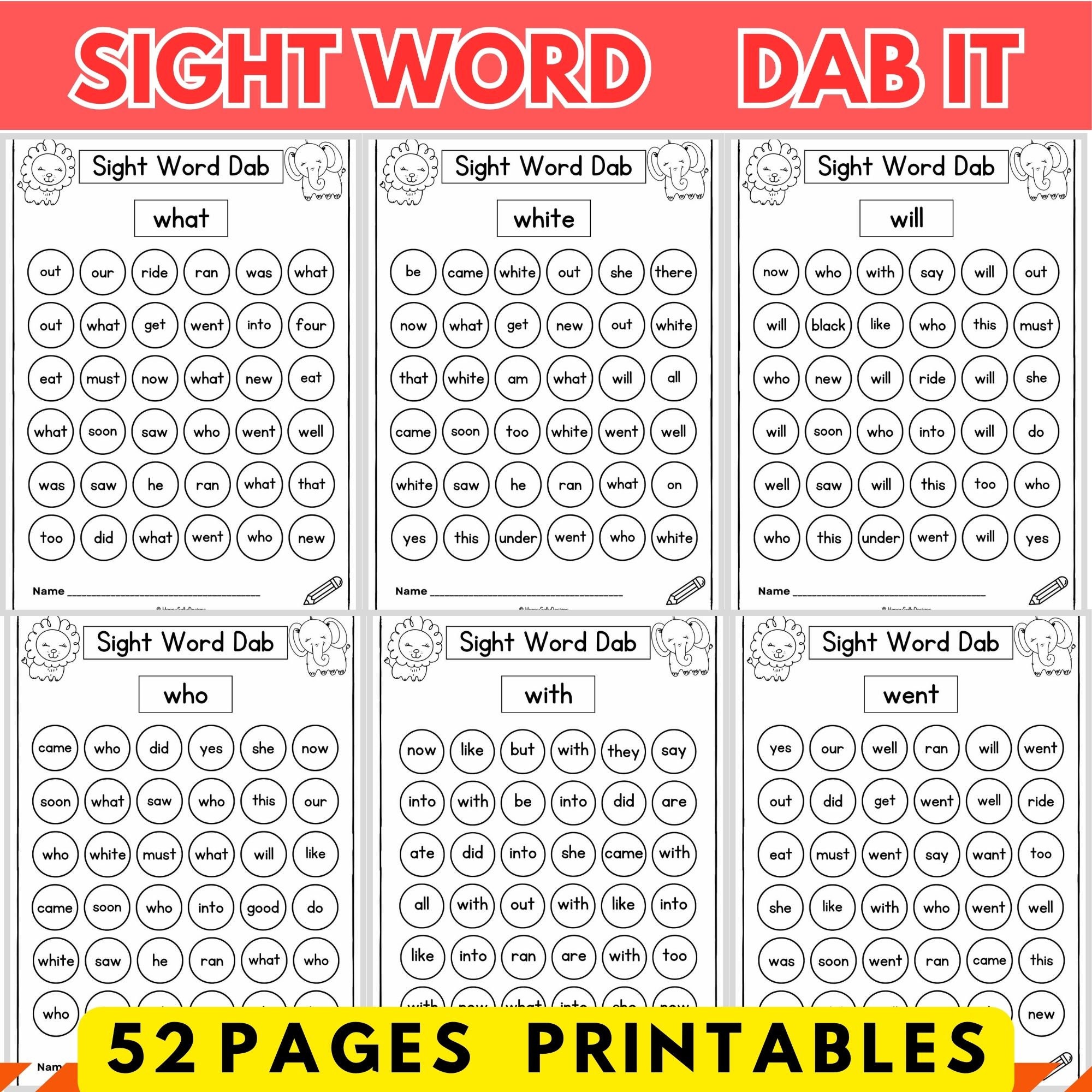 Sight Words for Kindergarten, Primer Sight Words, Dolch Words,sight ...