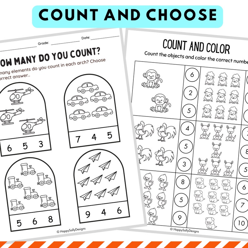 Counting Worksheet, Printable Kindergarten Math Workshee ,count Number ...