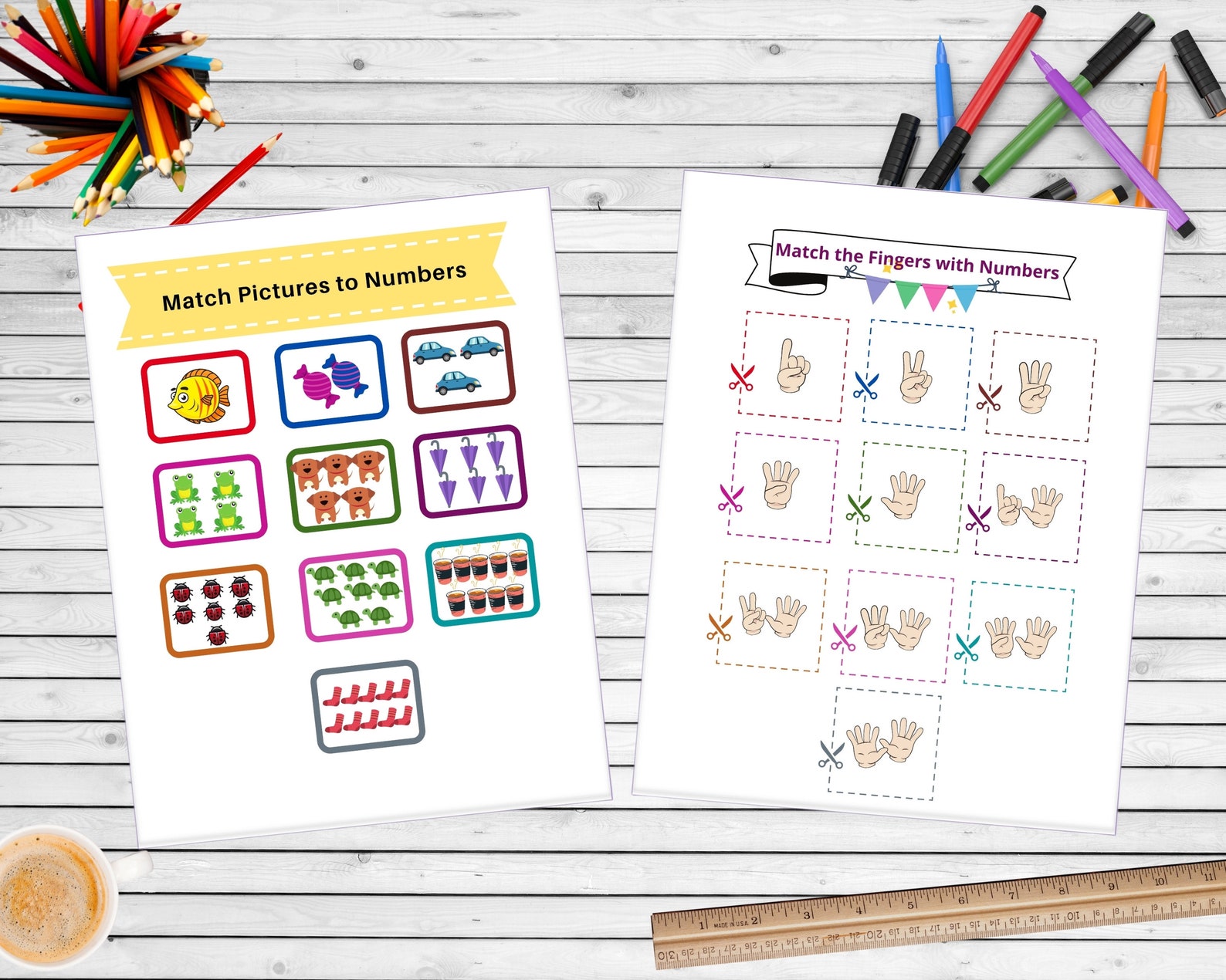 Numbers 1-10 Matching,number Sense,counting Activity,preschool Math ...