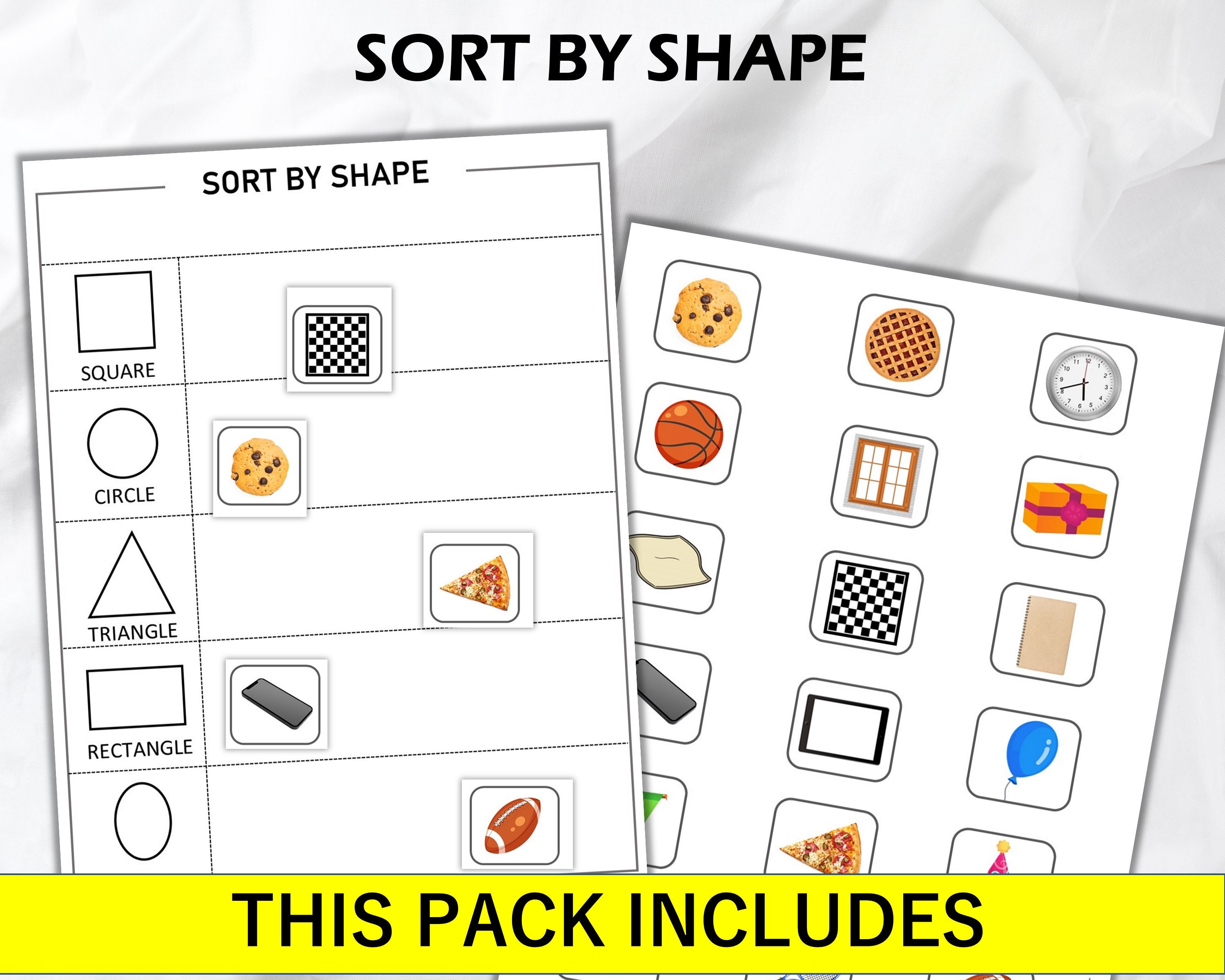 Shapes Worksheet,shapes Printable Package,color Matching Activity,sort ...