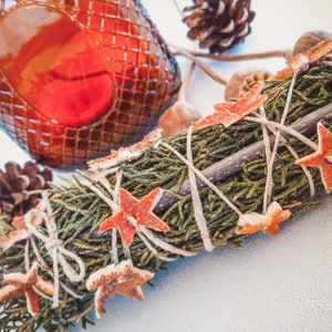 Yule Smudge Stick With Orange Peel Stars & Ash Wood Stick- Juniper ...