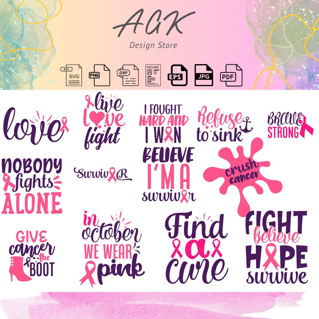 Cancer SVG Bundle, Pink Ribbon, Cancer Cure Svg, Wonder Woman, Cancer ...