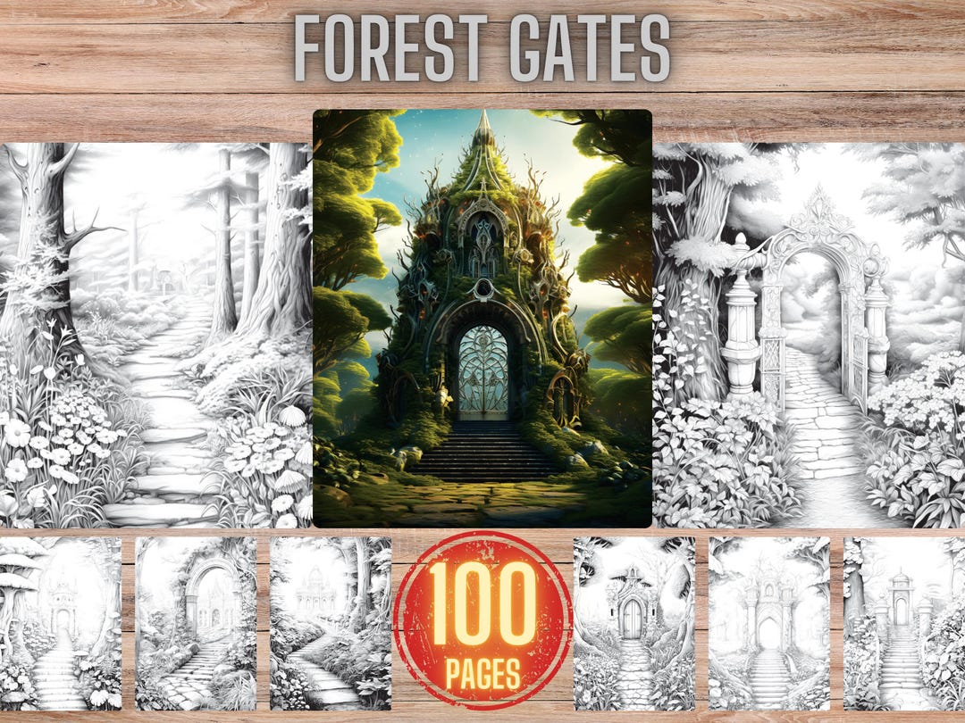 Forest Gates Coloring Pages, Fantasy Coloring Pages, Adult Coloring ...