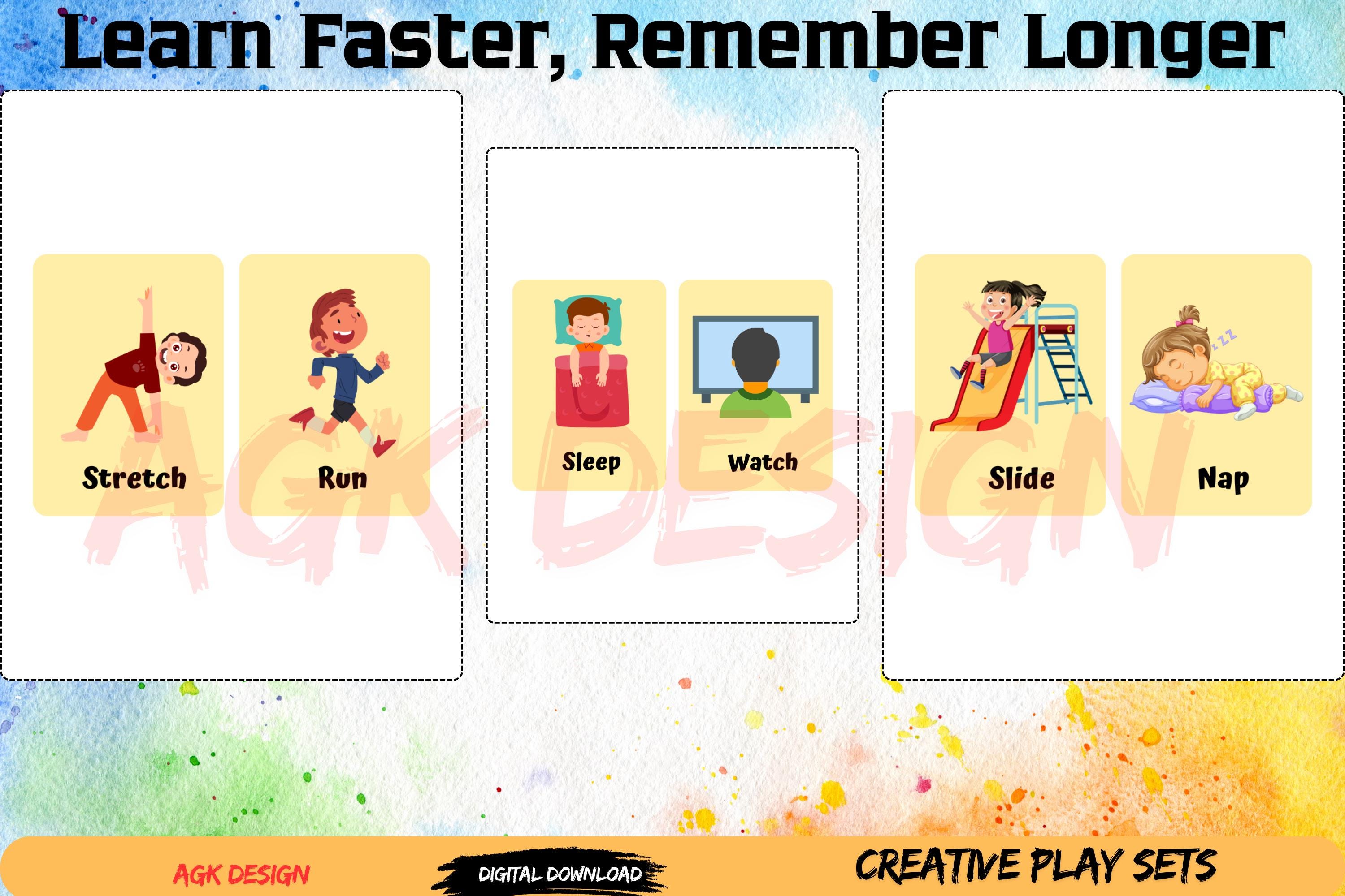 Action Verbs Flashcards | Printable Learning Cards for Kids ...