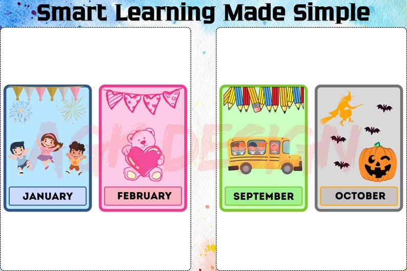 Months of the Year Flashcards for Kids | Montessori Materials ...