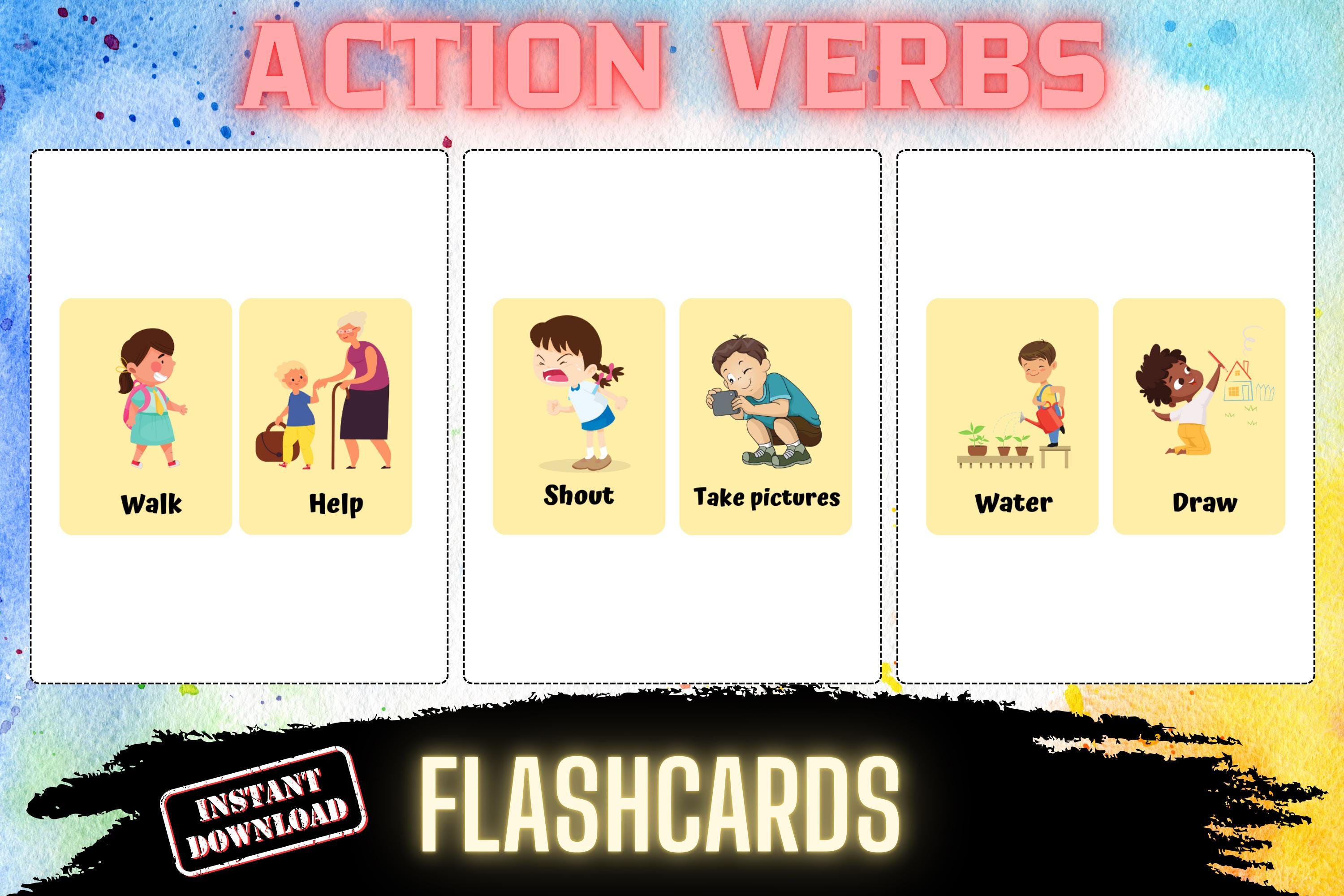 Action Verbs Flashcards | Printable Learning Cards for Kids ...