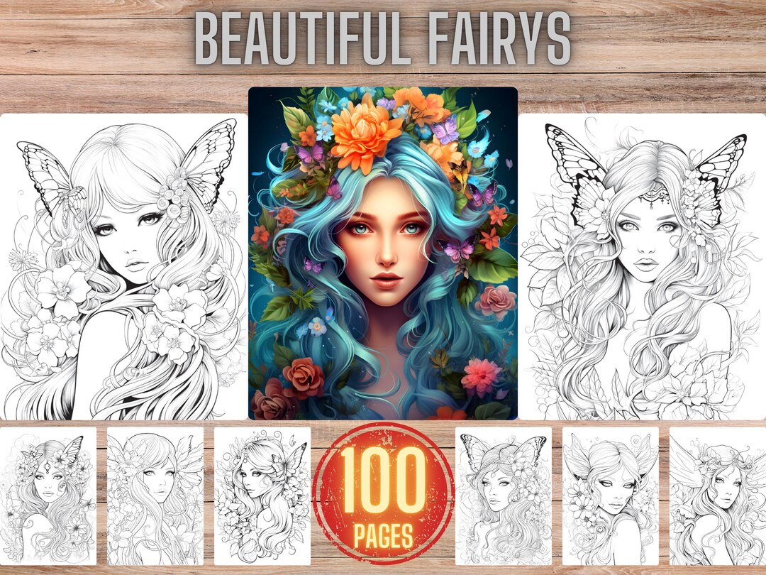 Beautiful Fairies Coloring Book | Whimsical Fantasy Art | Stress Relief ...