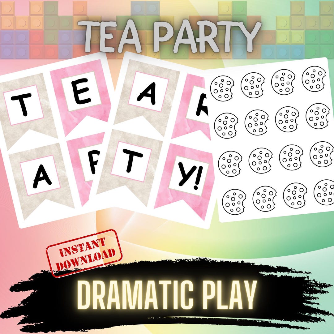 Tea Party Dramatic Play & Pretend Play, Printable Tea Set, Kids Role ...