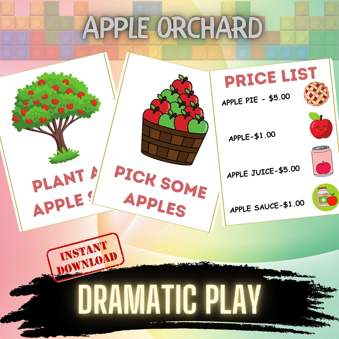 Apple Orchard Dramatic Play, Pretend Play, Printable Farm Set, Kids ...