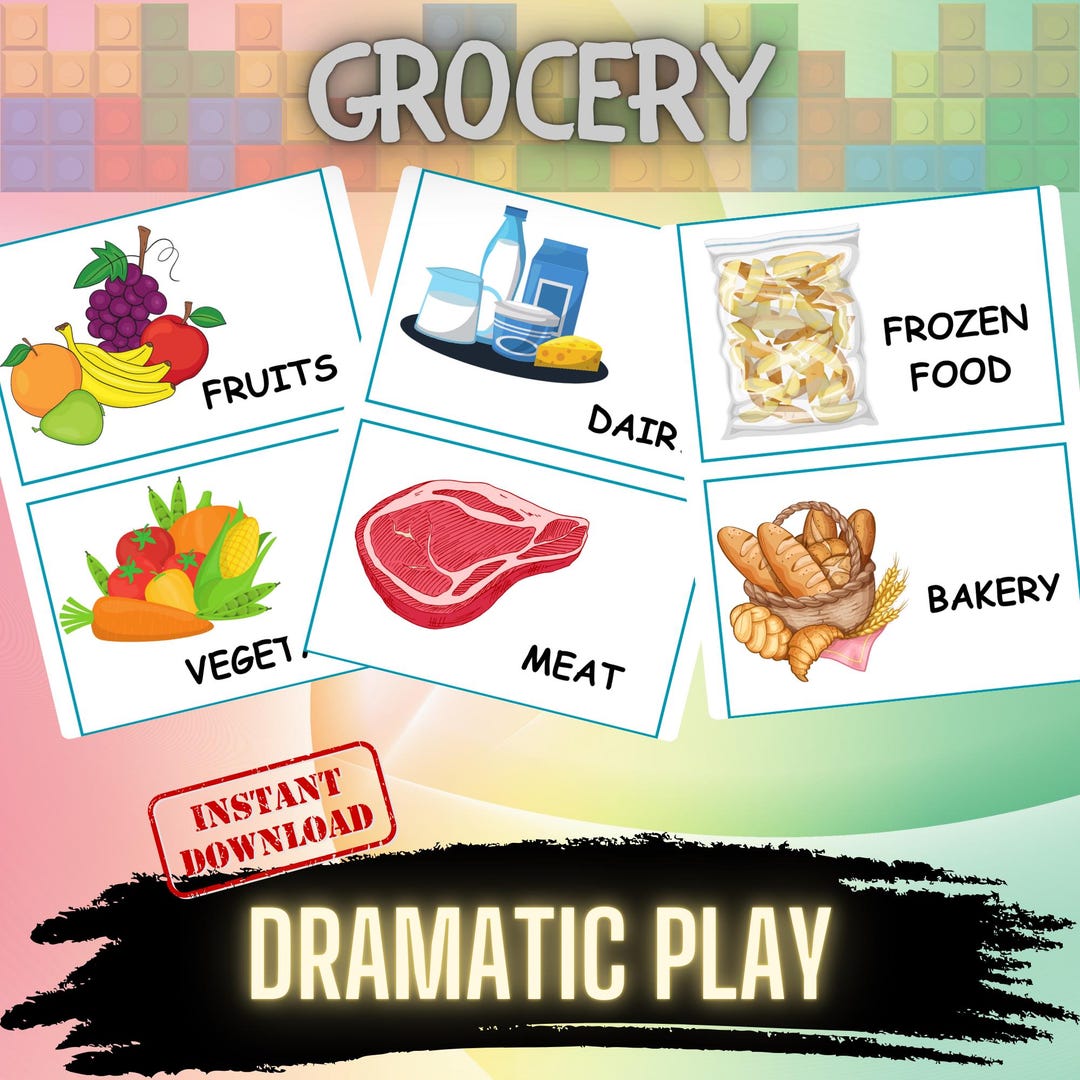 Grocery Store Dramatic Play, Pretend Play, Printable Supermarket Set ...