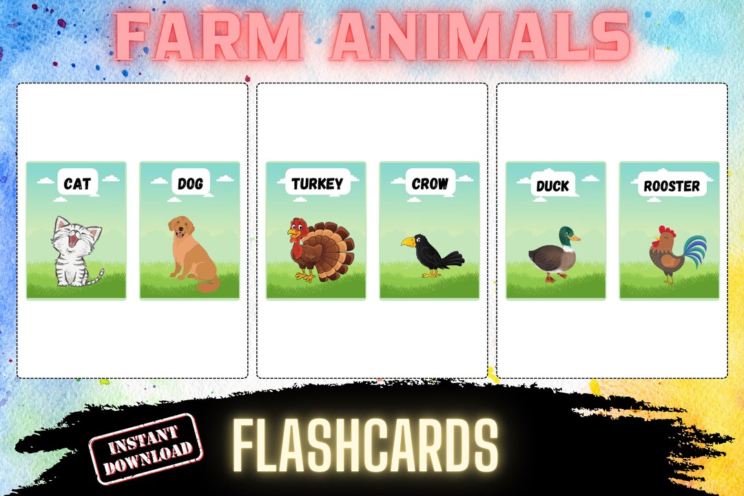 Farm Animals Flashcards for Kids | Montessori Materials | Classroom ...