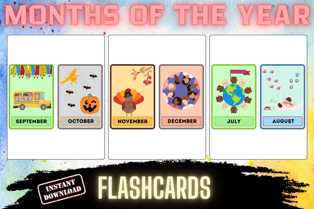 Months of the Year Flashcards for Kids | Montessori Materials ...