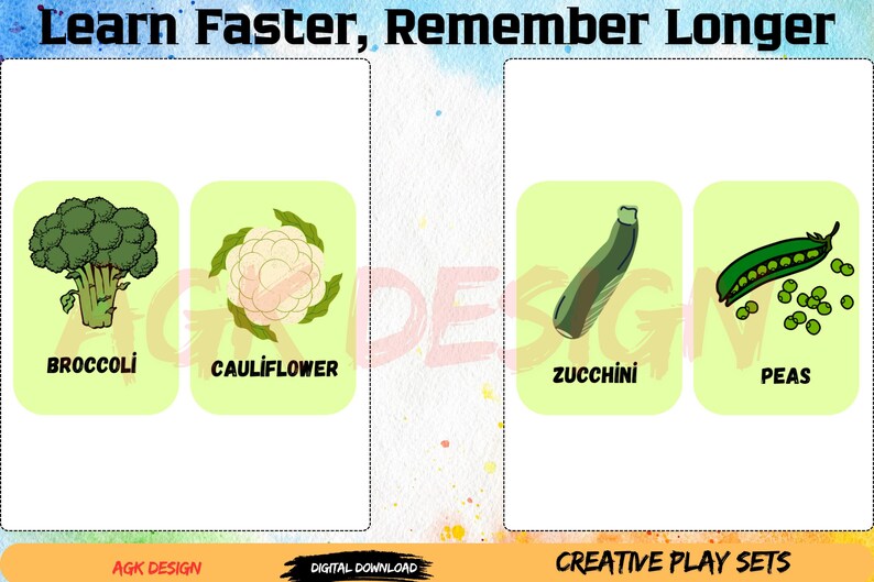 Vegetables Flashcards for Kids | Montessori Materials | Classroom Game ...