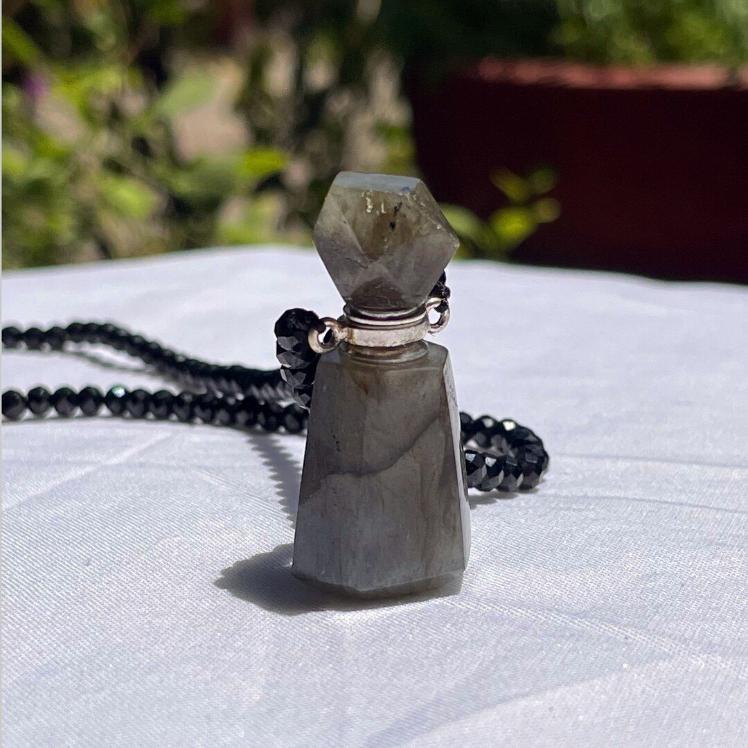 Vial Necklace, Beaded Necklace, Perfume Bottle Necklace, 3mm Spinel ...
