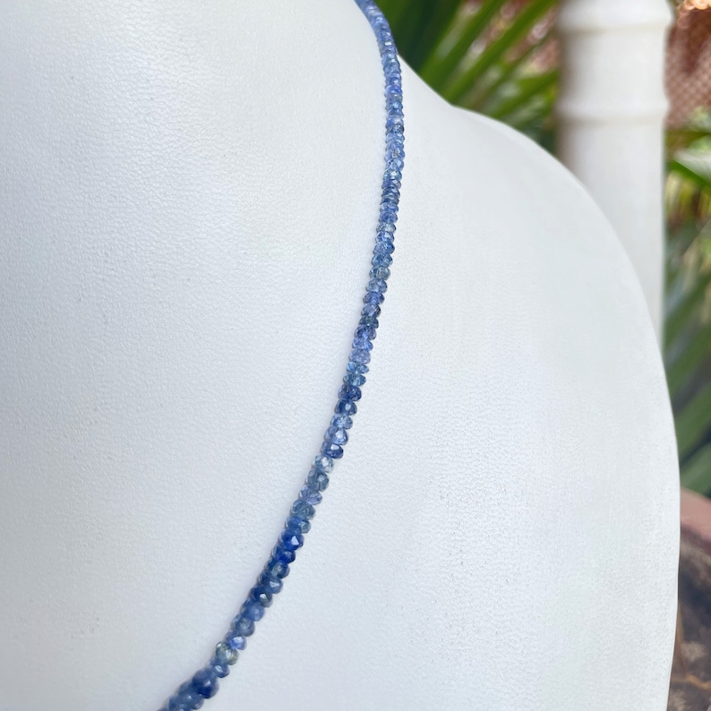 Collar de zafiro azul de calidad AAA, joyería de piedras preciosas ...