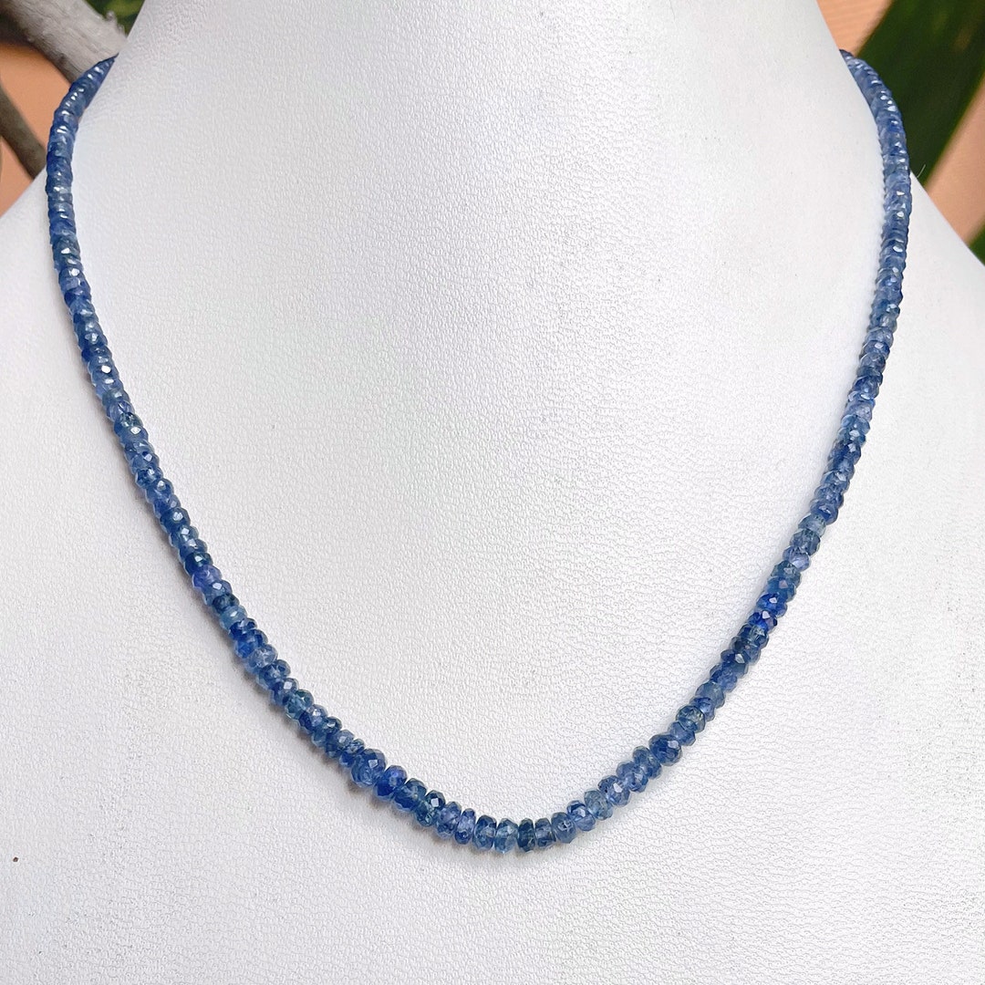 Collar de zafiro azul de calidad AAA, joyería de piedras preciosas ...