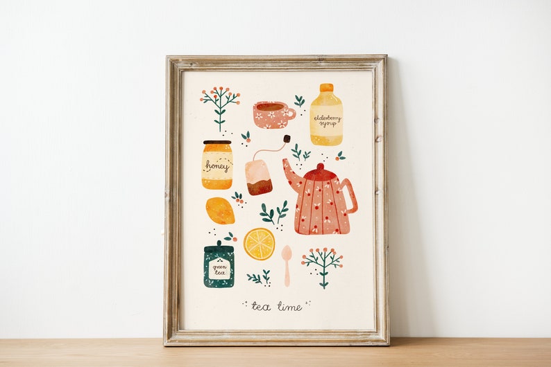 Tea Art Print Tea Lover Gift Tea Time Poster Tea | Etsy