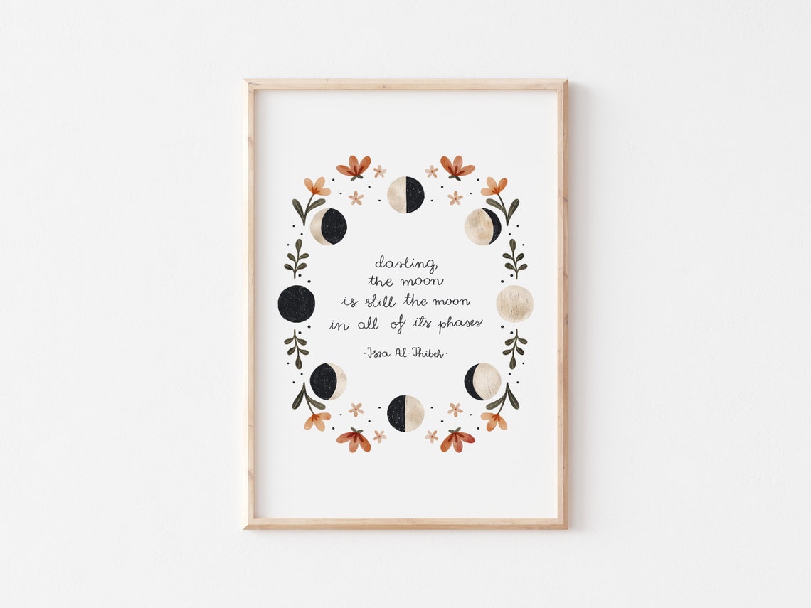 Phases of the Moon Art Print Moon Phases Poster Moon Quote - Etsy
