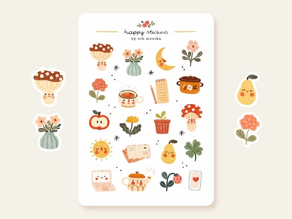 Cottagecore Stickers Sticker Sheet Cute Stickers Planner Stickers Bullet Journal Stickers Etsy