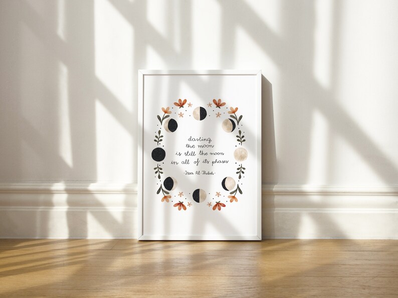 Phases of the Moon Art Print Moon Phases Poster Moon Quote | Etsy