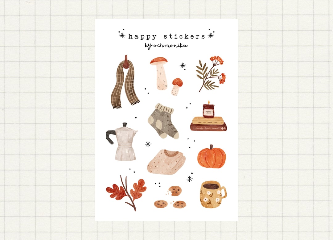 Sticker Sheet Fall Autumn Stickers Cute Stickers Fall - Etsy