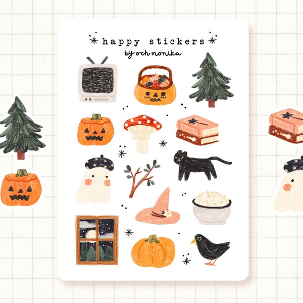 Halloween Stickers Sheet - Etsy