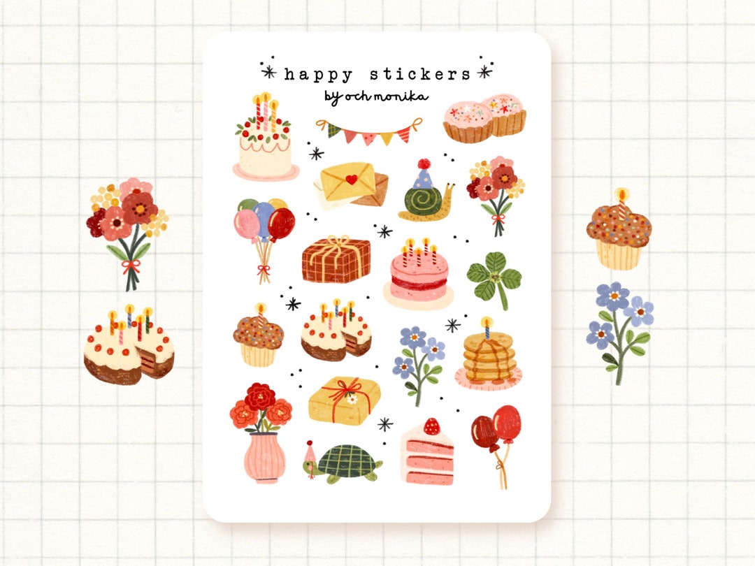 Happy Birthday Stickers Birthday Planner Sticker Sheet, Cute Stickers ...
