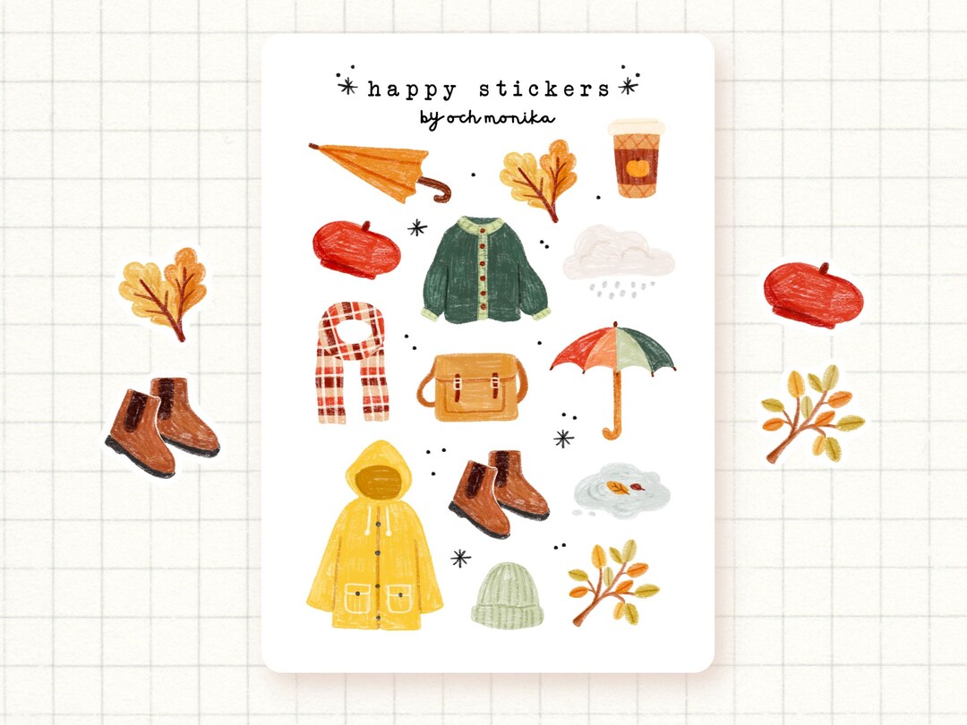 Autumn Walk Sticker Sheet Fall Sticker Sheet, Cute Stickers, Planner ...