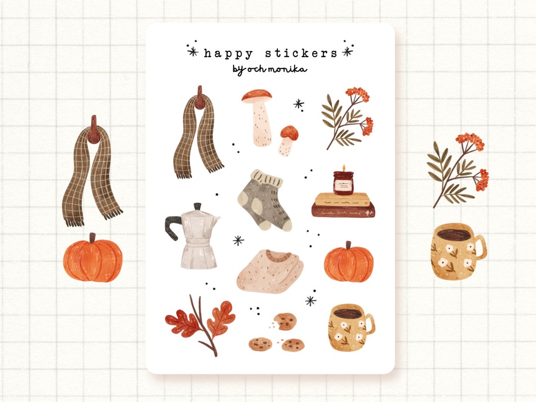 Sticker Sheet Fall, Autumn Stickers, Cute Stickers, Fall Stickers ...