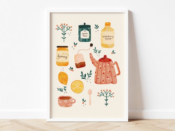 Tea Art Print Tea Lover Gift Tea Time Poster Tea | Etsy