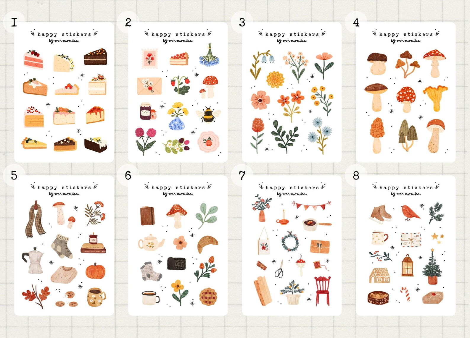 3 Matte Sticker Sheets Sticker Pack Sticker Bundle Cute - Etsy